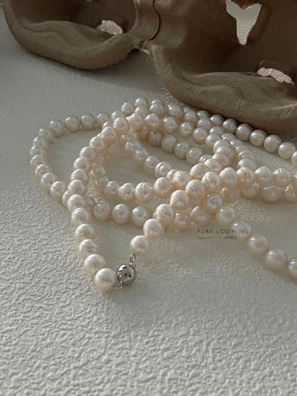 Long Strand Classic Pearl Necklace | Natural Real Freshwater Pearl ...