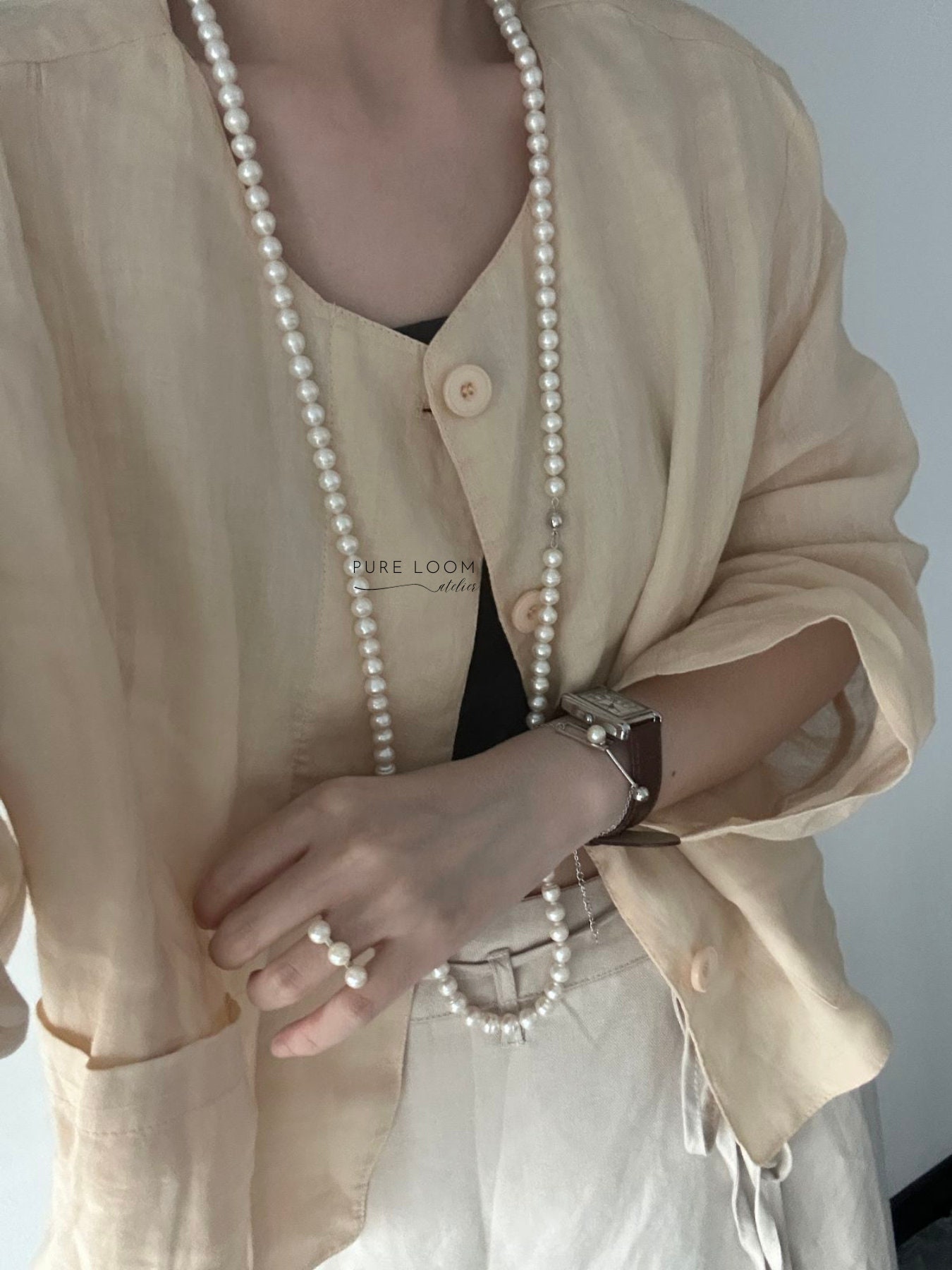 Long Strand Classic Pearl Necklace | Natural Real Freshwater Pearl ...