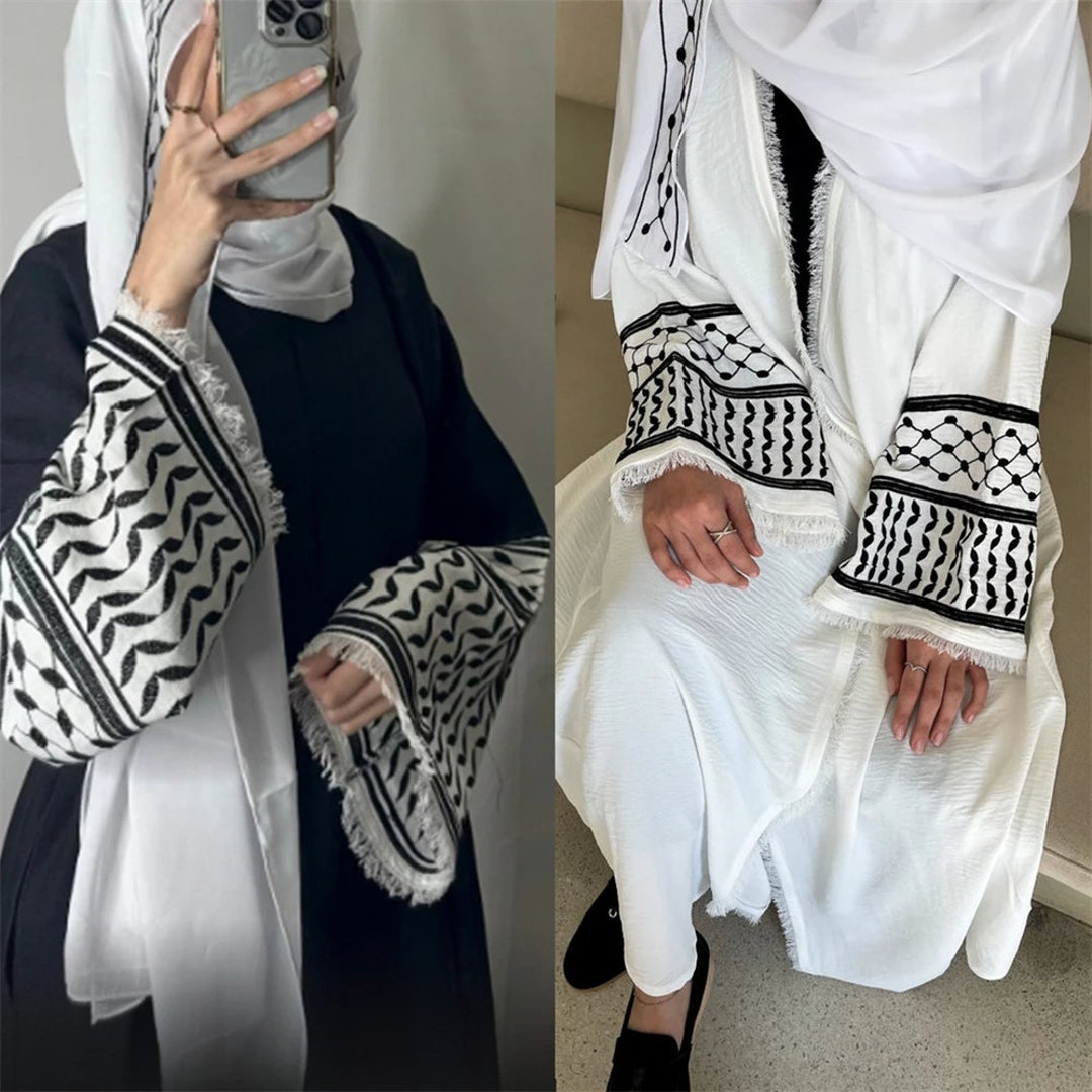 Palestine Kuffiyeh Embroidered Abaya Ramadan & Eid Jalabiya, Dubai ...