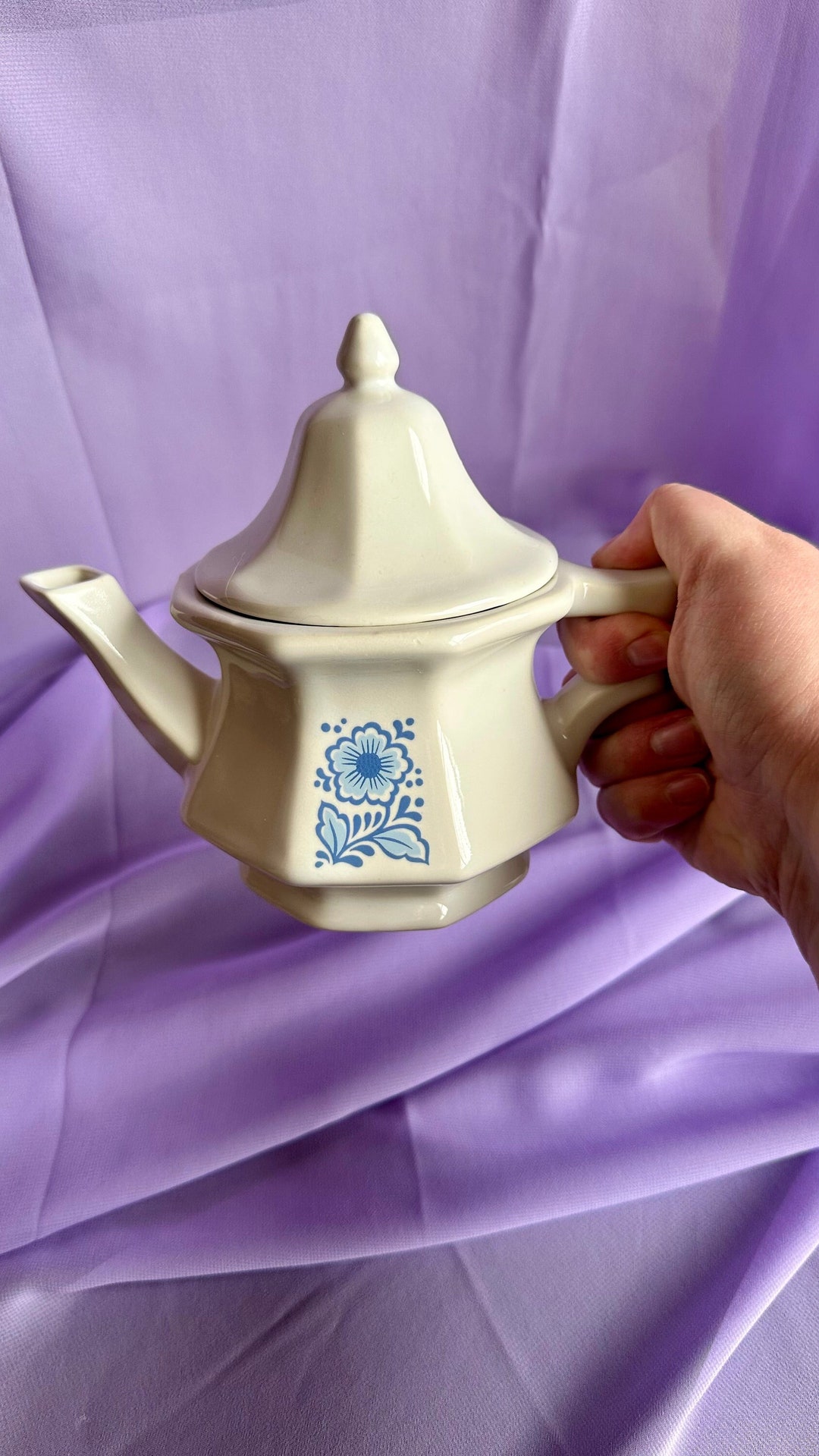 Vintage Avon Blue and White Floral Teapot 1970s - Etsy