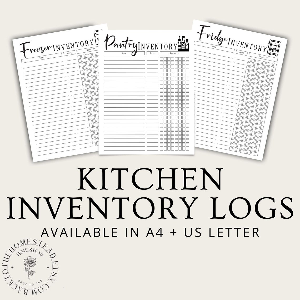 Printable Kitchen Inventory Logs | Fridge, Pantry, Freezer Organizer ...