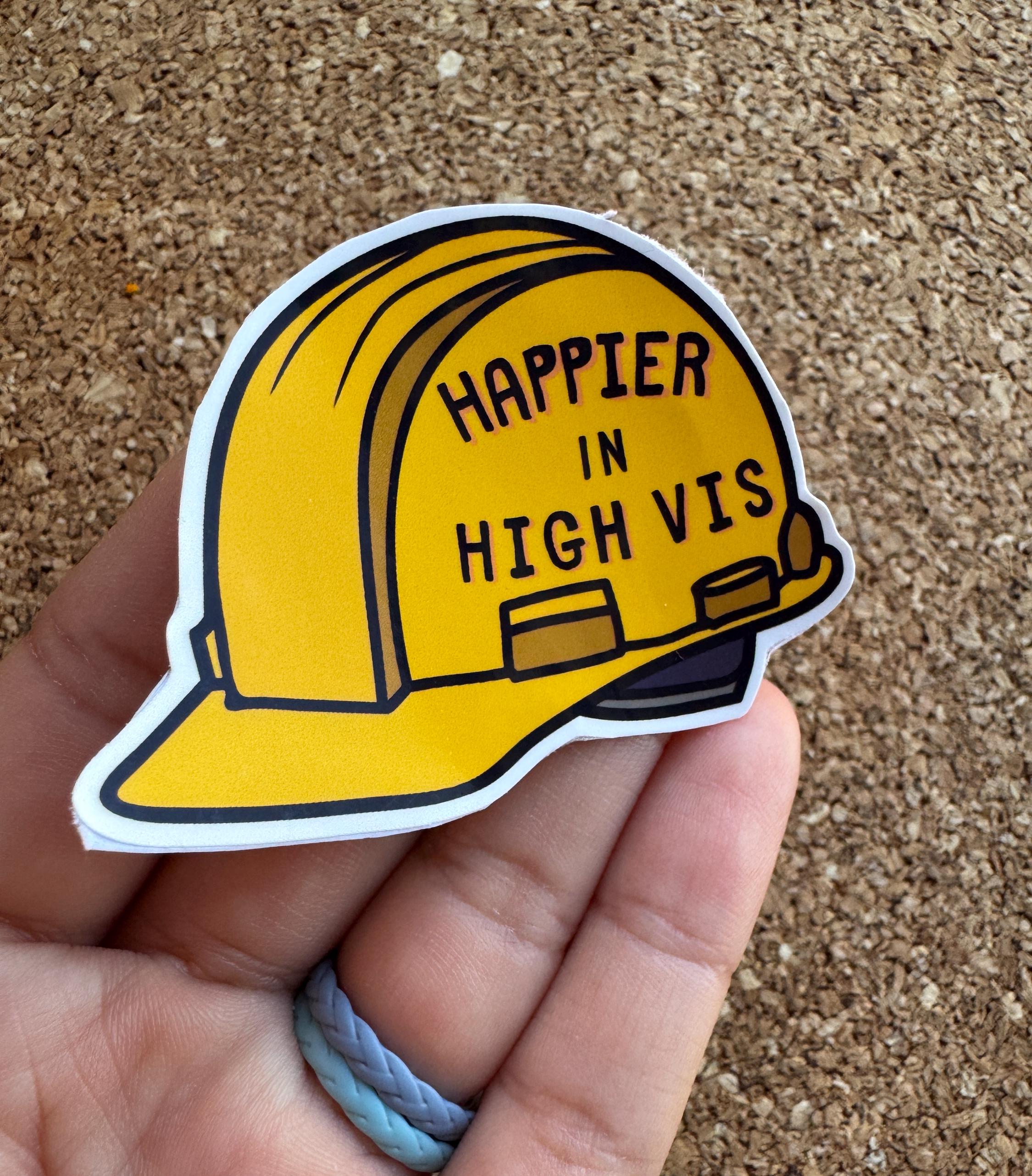 JW LDC Happier in High Vis Gloss Sticker for Hardhat, Waterbottle and ...