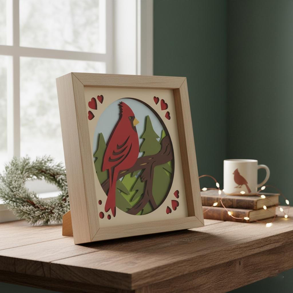 Cardinal Bird Shadow Box SVG: 3D Papercut Lightbox (digital Files) - Etsy