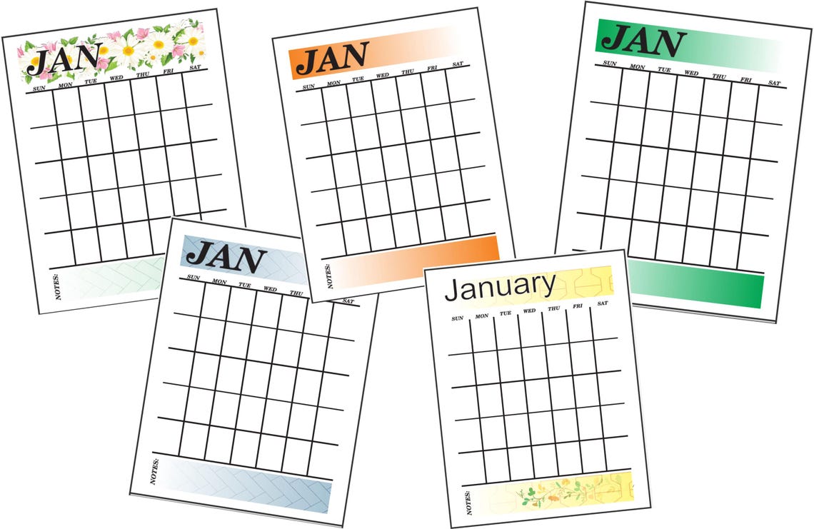 Simple Calendars - Etsy