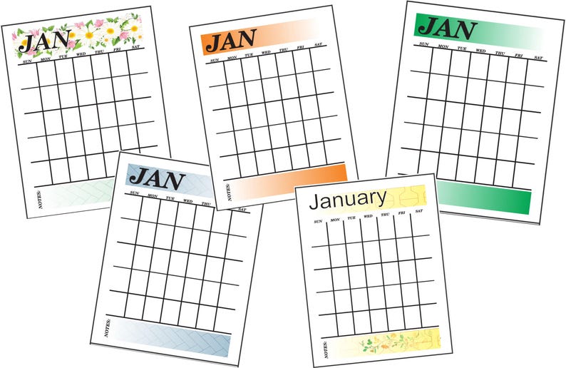 Simple Calendars - Etsy