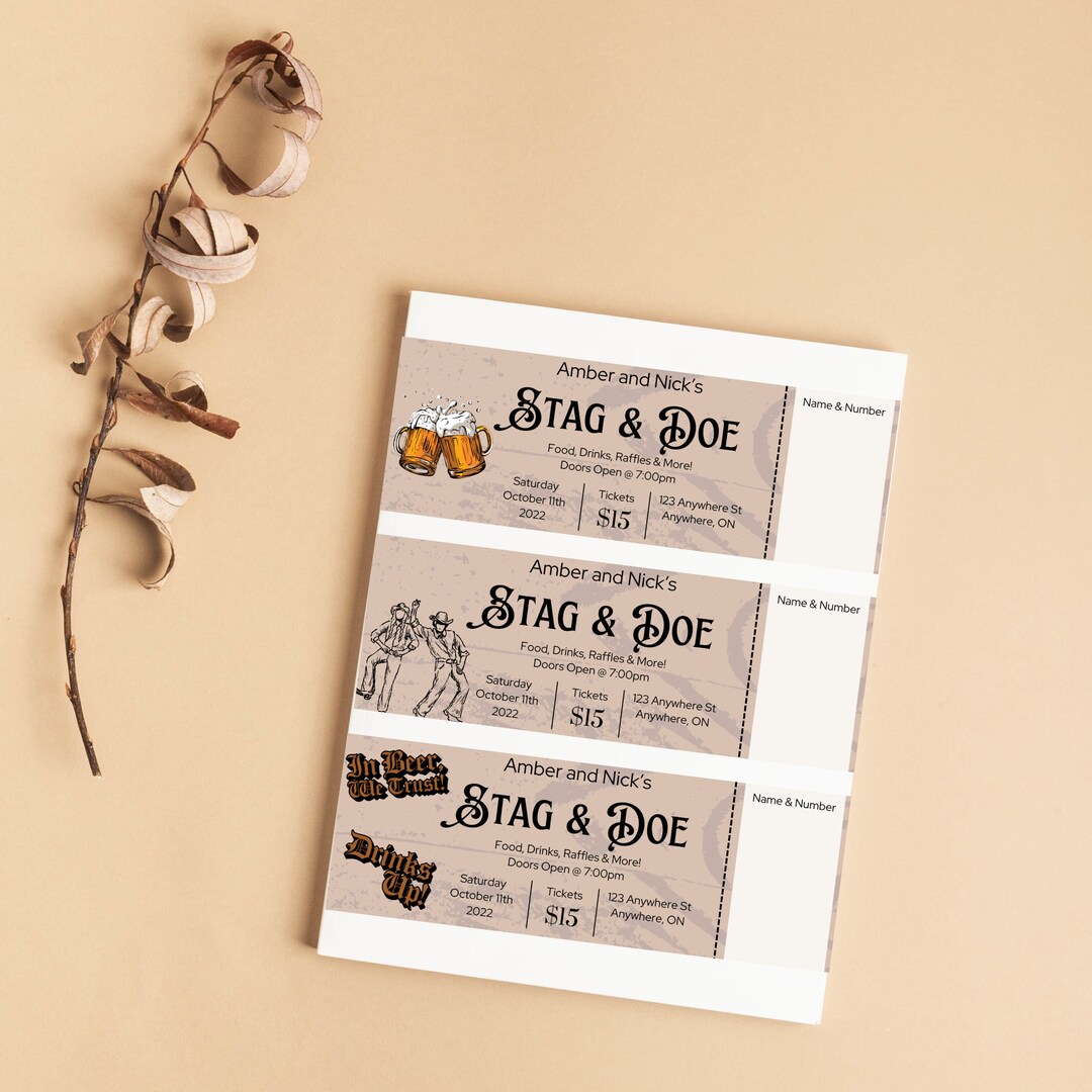 Western Stag and Doe Ticket Templates Buck and Doe Tickets for the Beer ...