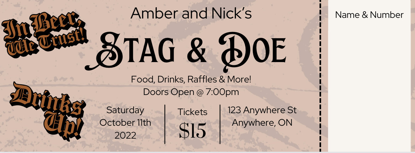 Western Stag and Doe Ticket Templates Buck and Doe Tickets for the Beer ...