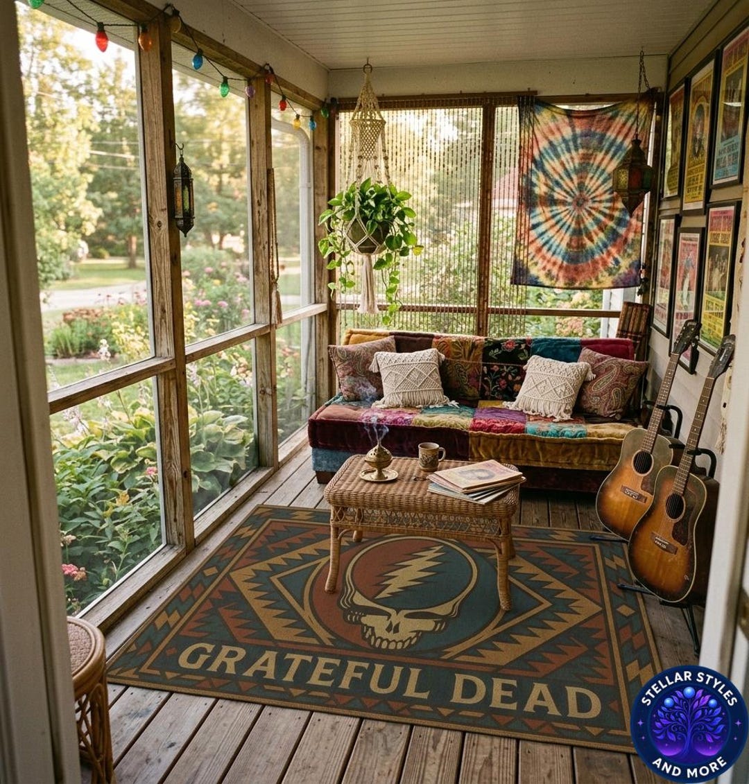 Grateful Dead Rug: Steal Your Face, Hippie Boho Outdoor Mat - Etsy