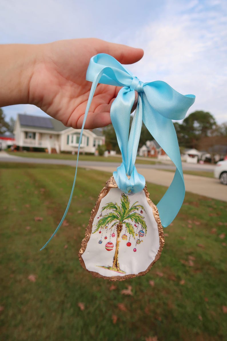 Oyster Shell Ornament | Palm Tree Christmas Ornament - Etsy
