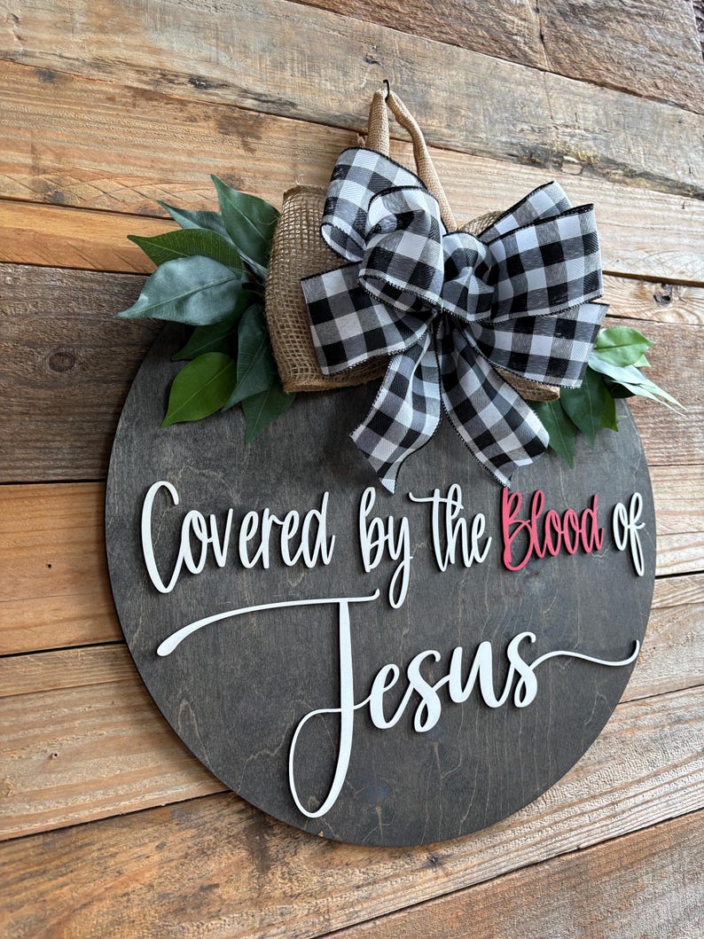 Front Door Hanger, Covered by the Blood, Religious Home Decor, Porch ...
