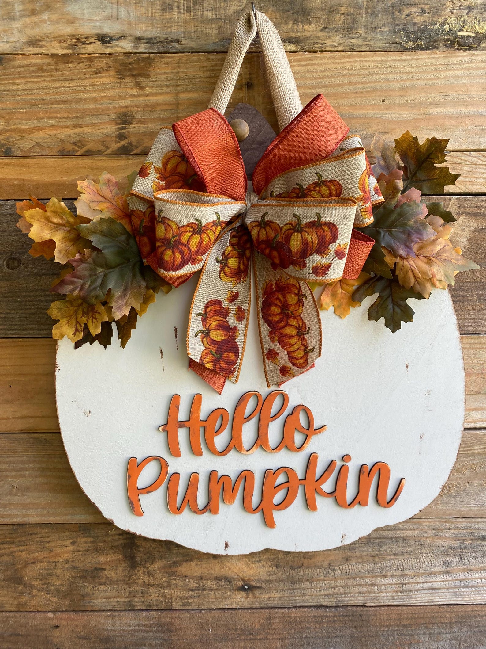 Pumpkin Door Hanger, Hello Pumpkin Sign, Fall Porch Decor, Front Door ...