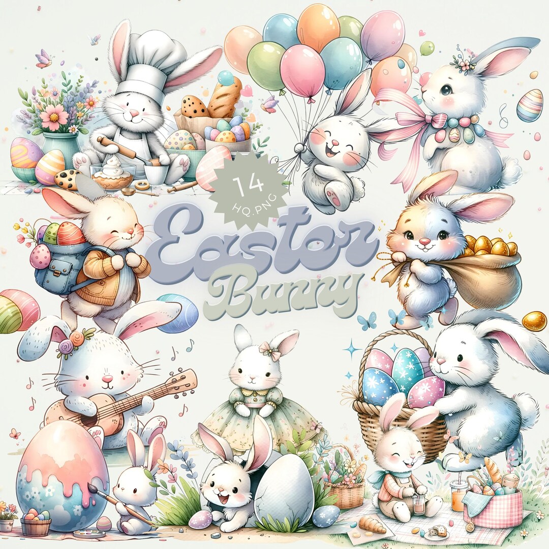 Easter Day Clipart Bundle Instant Download, High-quality Bunny, Eggs ...