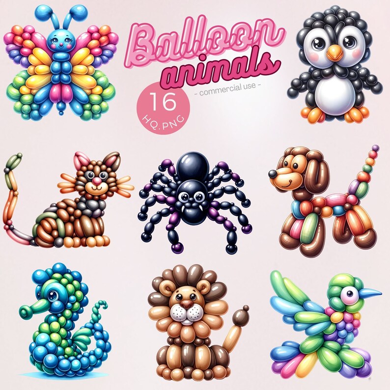 Animal Balloon Clipart Collection - Digital Download, High-quality ...