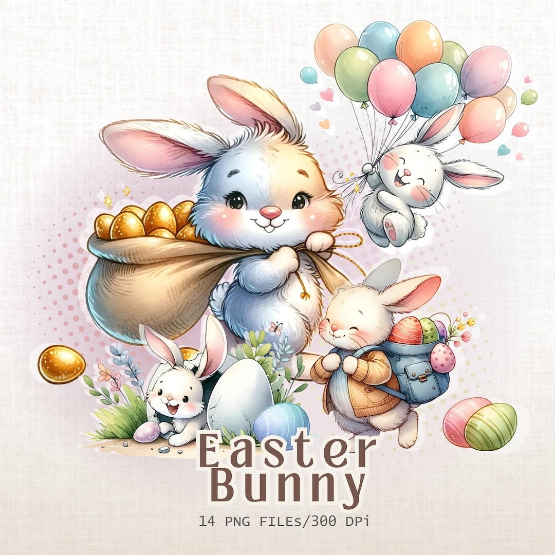 Easter Day Clipart Bundle - Instant Download, High-quality Bunny, Eggs ...