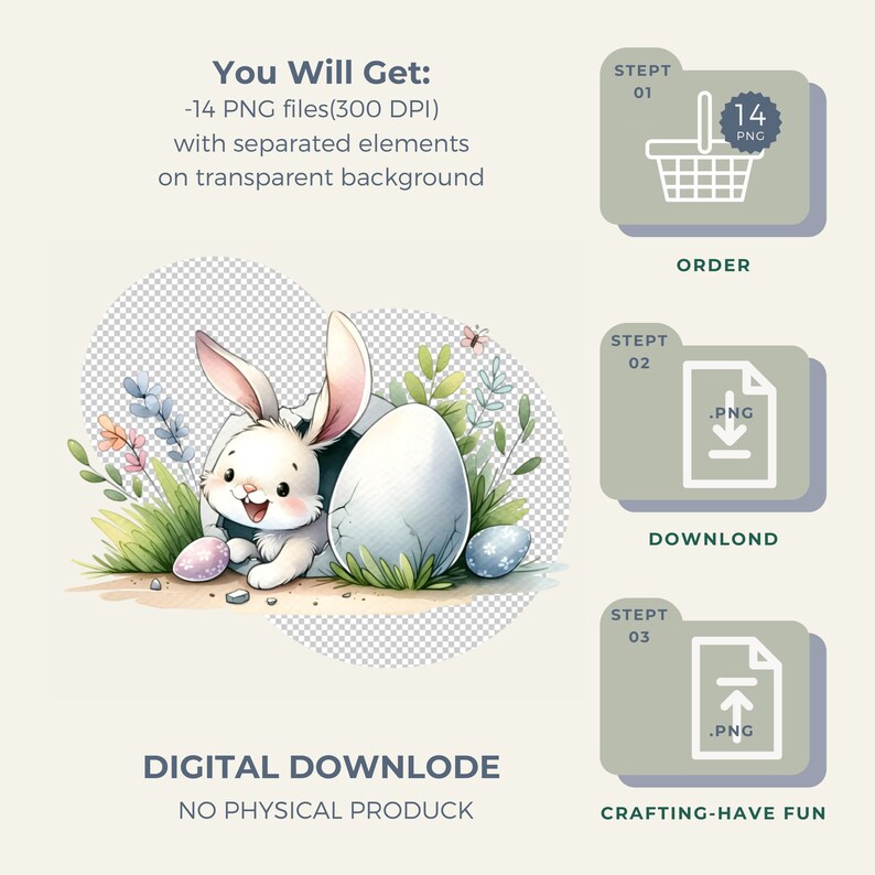 Easter Day Clipart Bundle Instant Download, High-quality Bunny, Eggs ...