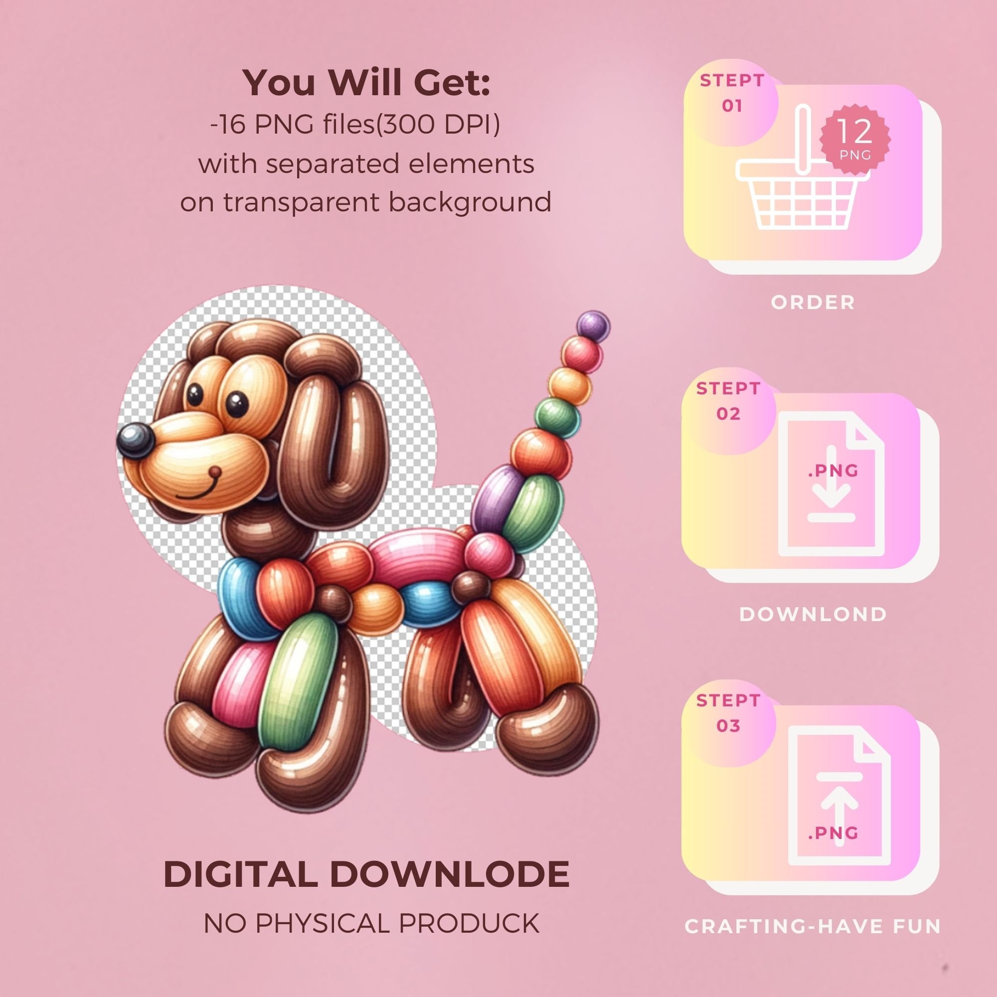 Animal Balloon Clipart Collection - Digital Download, High-quality ...