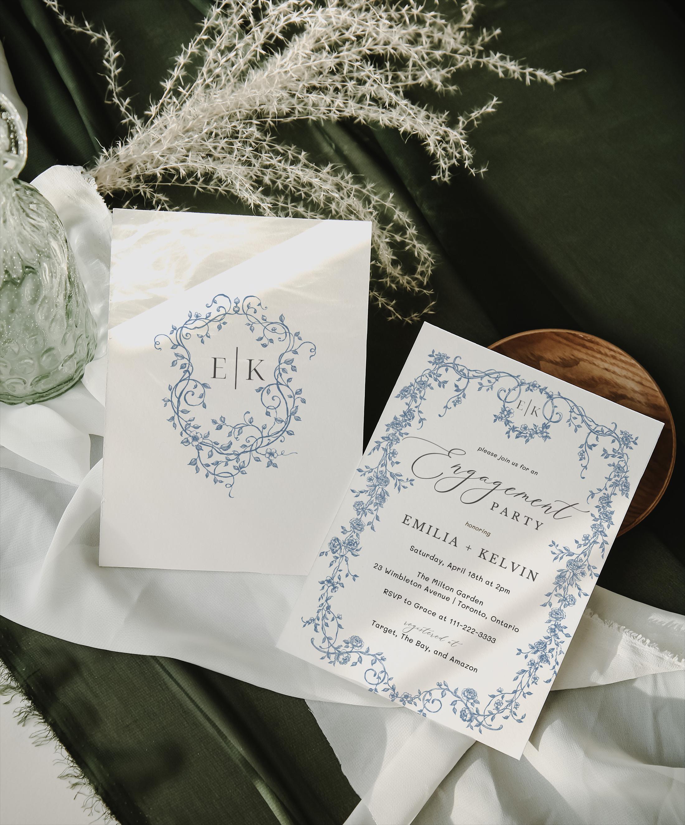 Blue Floral Chinoiserie Wedding Welcome Sign | Garden Monogram Blue ...