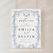 Blue Floral Chinoiserie Wedding Welcome Sign | Garden Monogram Blue ...
