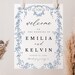 Blue Floral Chinoiserie Wedding Welcome Sign | Garden Monogram Blue ...