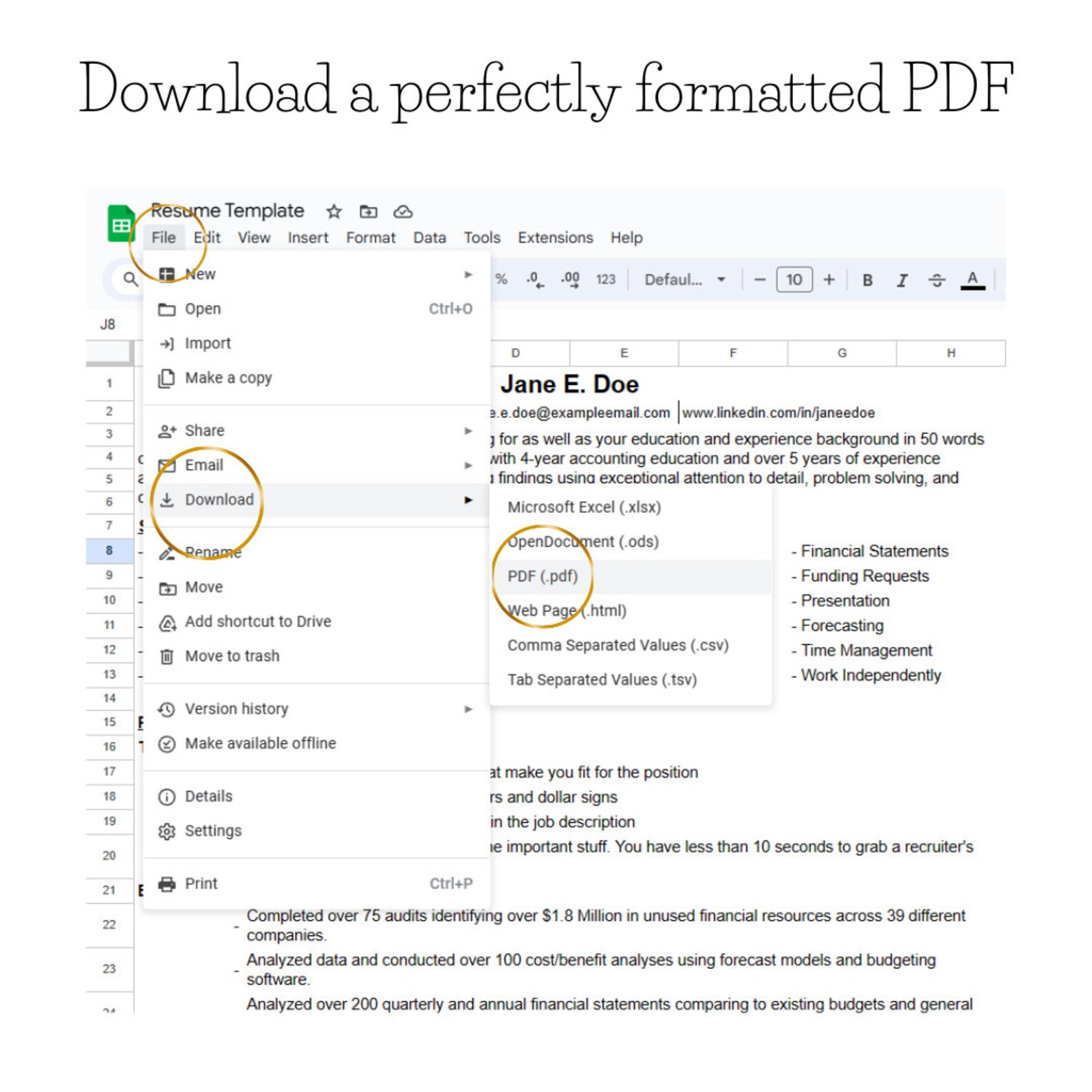 Resume Template ATS Friendly Pre-formatted Google Sheets to PDF - Etsy
