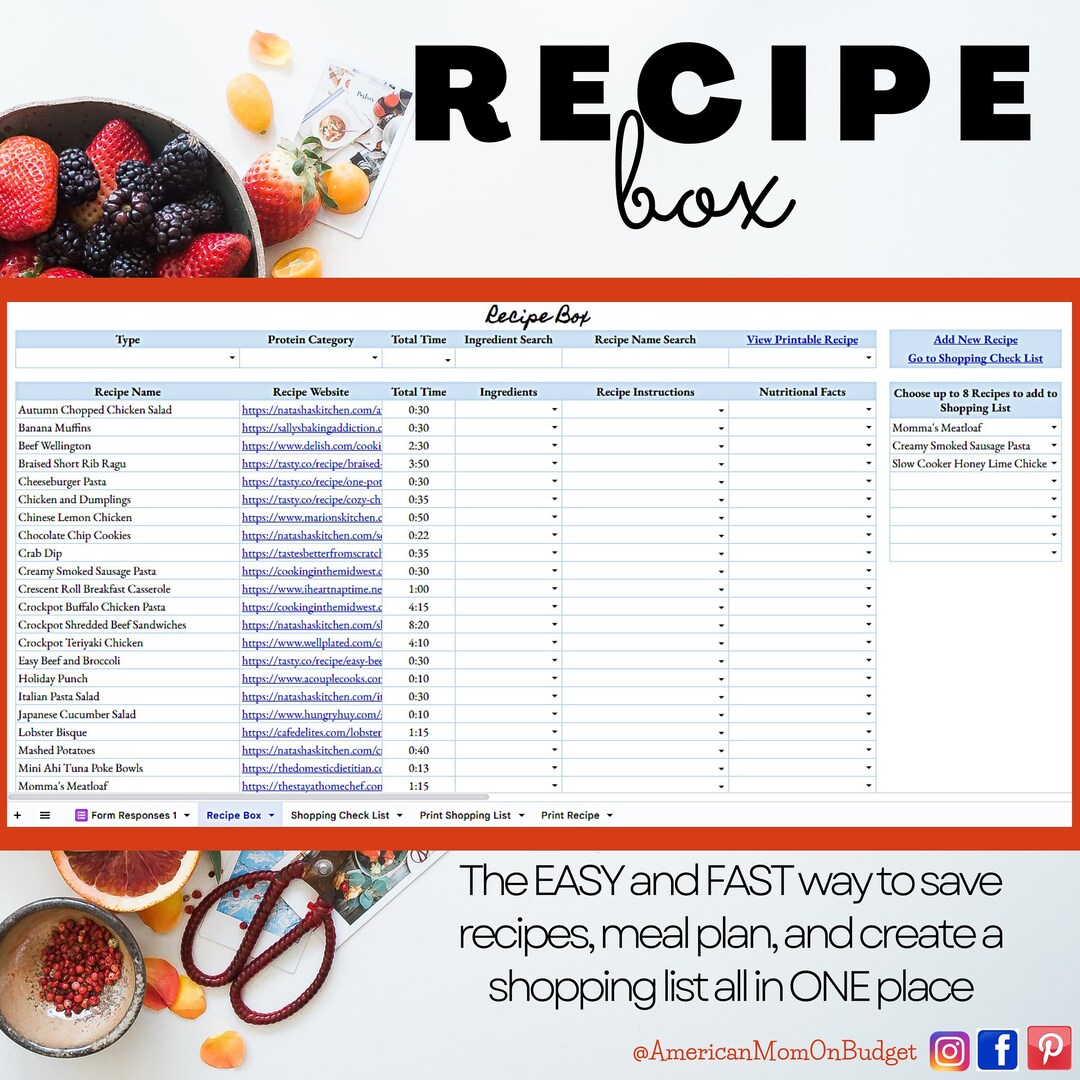Digital Recipe Box, Meal Planner, and Shopping List Generator - Etsy