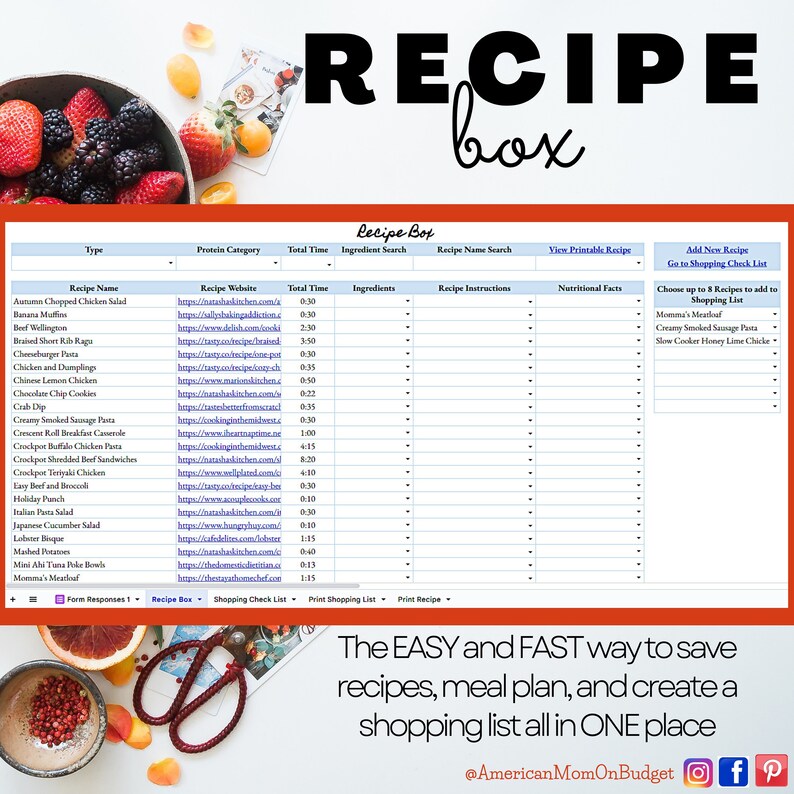 Digital Recipe Box, Meal Planner, and Shopping List Generator - Etsy