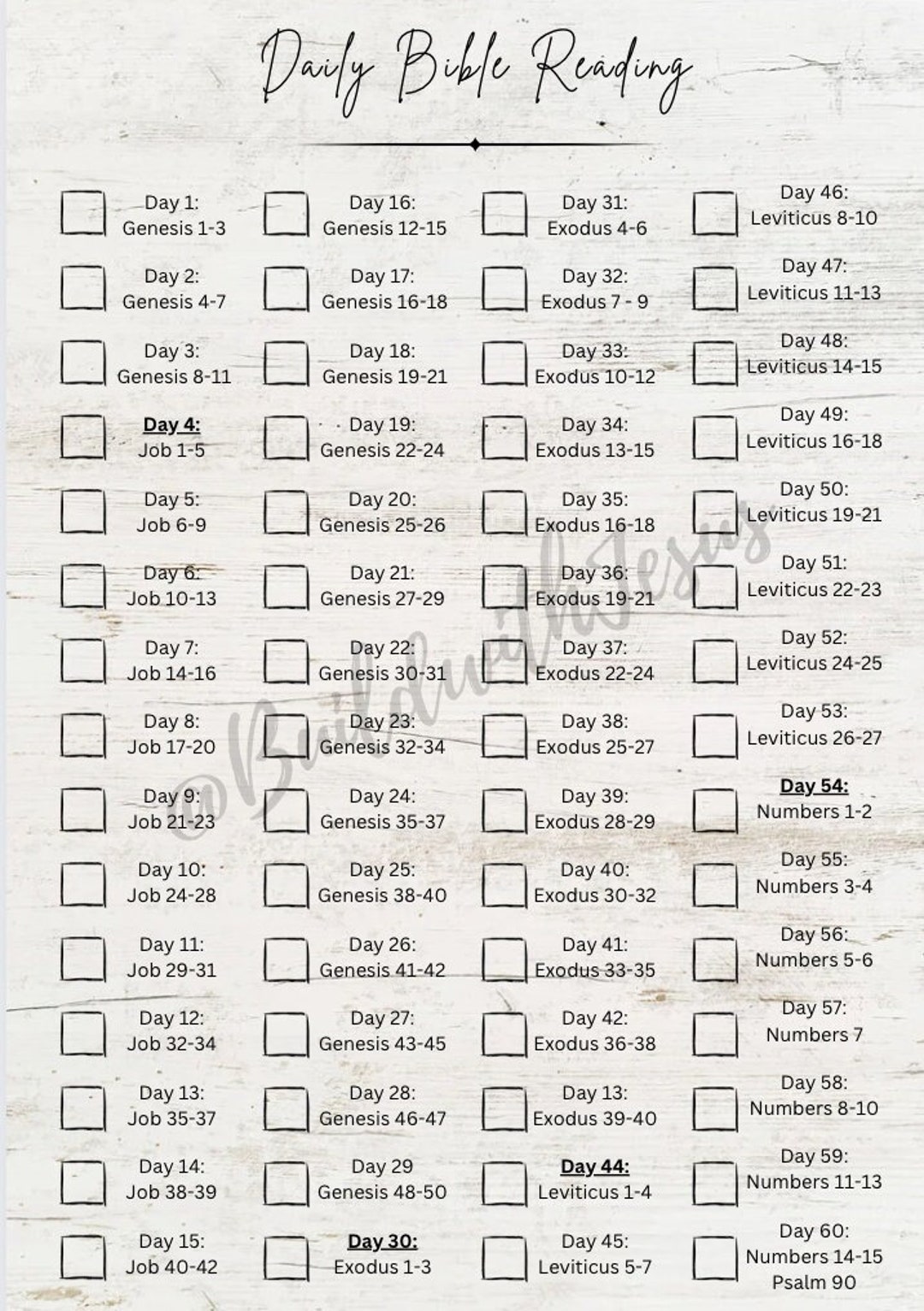 Chronological Daily Bible Reading Plan 365 Days With Reflection Pages ...
