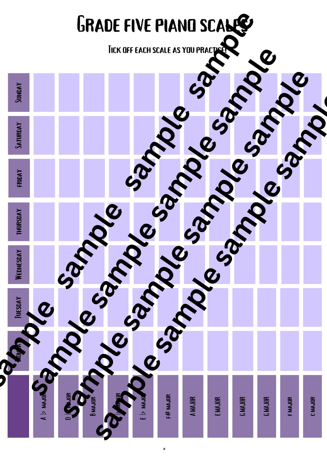 Grade 5 Piano Scale and Arpeggio Tracker - Etsy