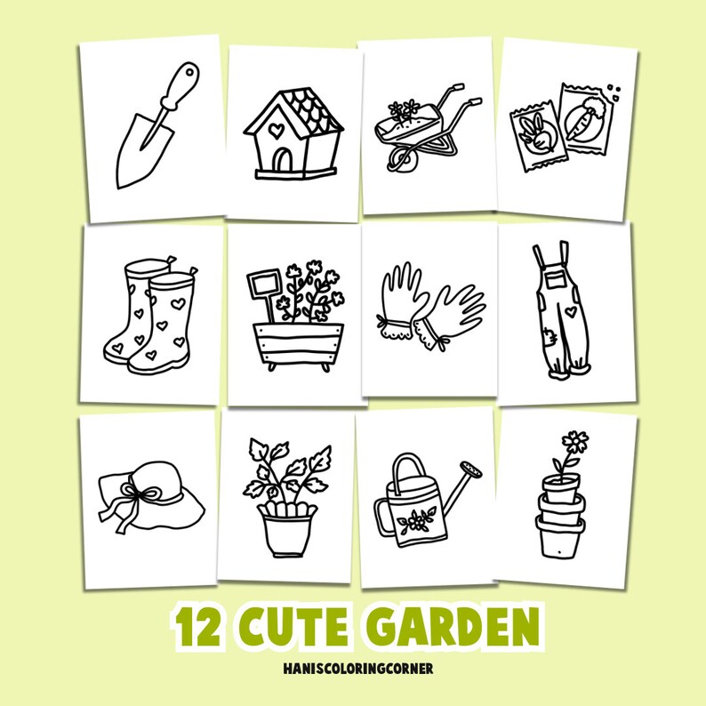 Garden Coloring Pages Easy Cute Adult Kids Book Simple Printable ...