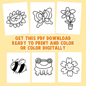 Groovy Garden Coloring Pages Bundle Easy Flower Frog Bee Plant Book ...