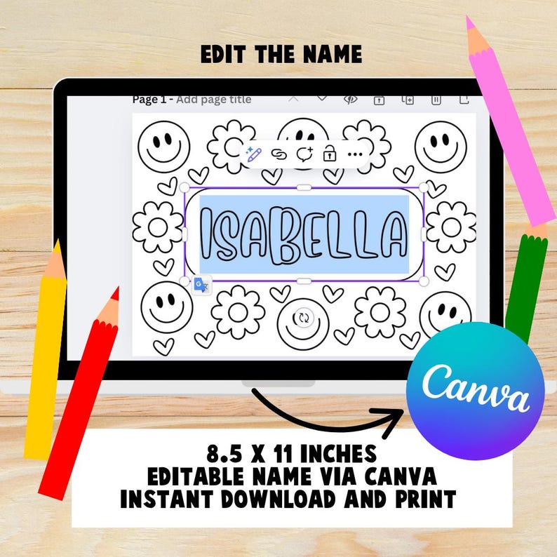 Custom Name Birthday Coloring Page, Printable Coloring Page ...