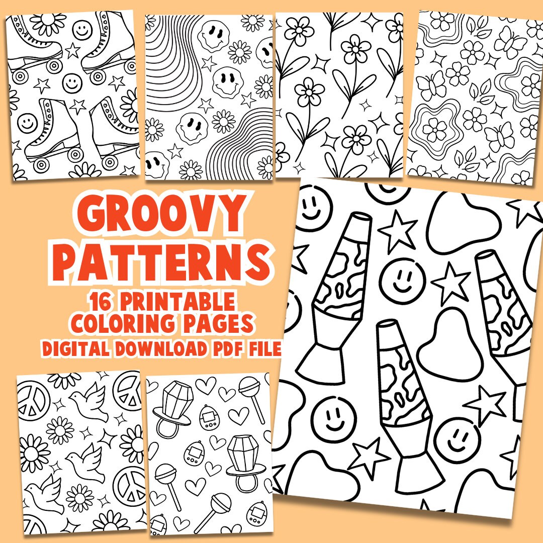 Groovy Patterns Colouring Pages Coloring Book Color Easy Cute Printable ...
