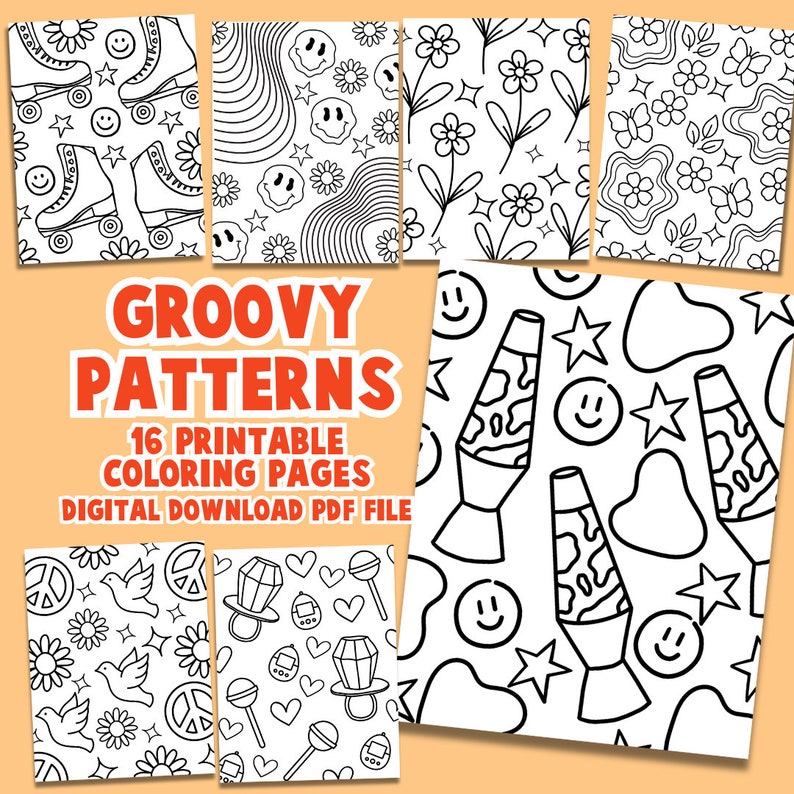 Groovy Patterns Colouring Pages Coloring Book Color Easy Cute Printable ...