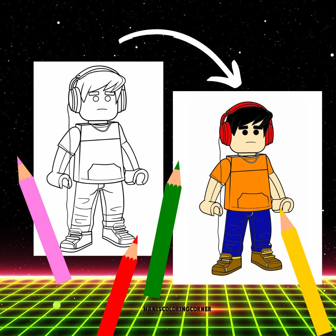 Roblox in Action Coloring Pages Colouring Color Book Easy Cute ...