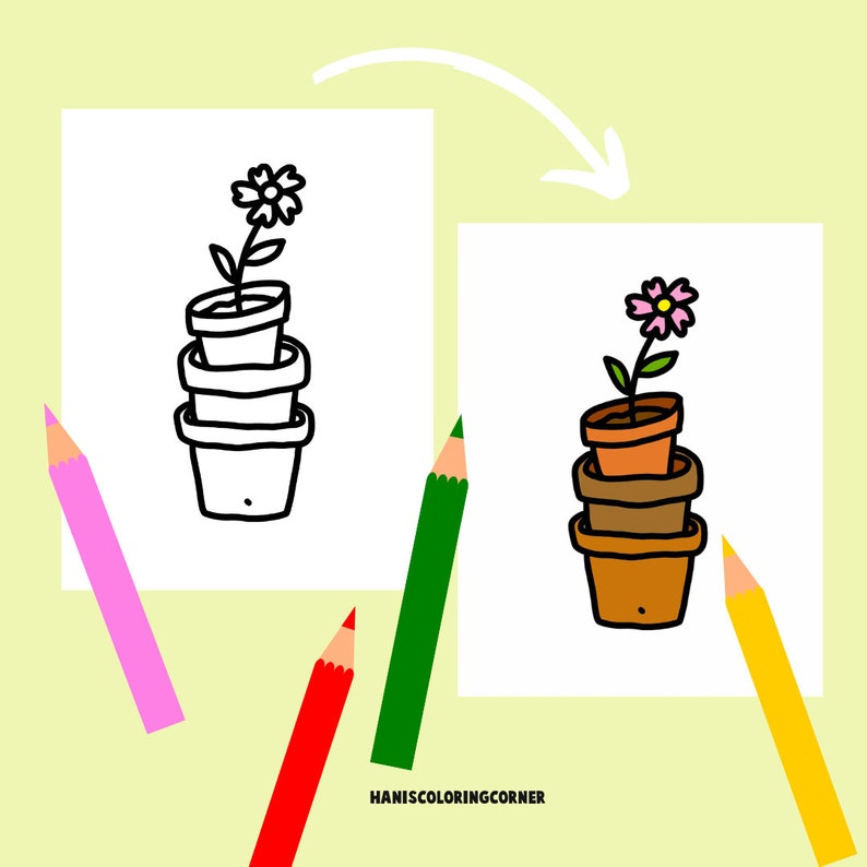 Garden Coloring Pages Easy Cute Adult Kids Book Simple Printable ...