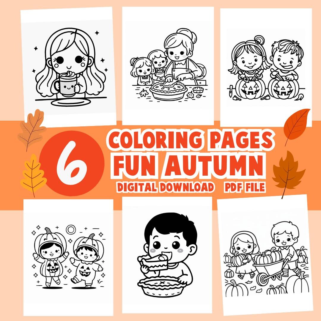 Fun Autumn Coloring Pages Bundle Book for Adult Kids Pumpkin Spice ...