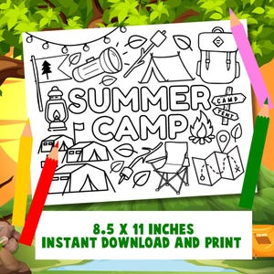 Summer Camp Coloring Page, Summer Printable Sheet, Kids Educational ...