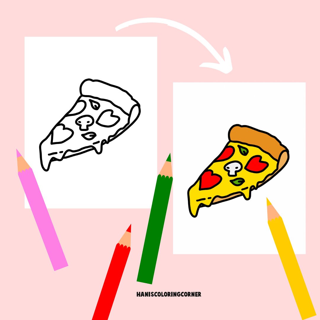 Foods Coloring Pages Easy Cute Kids Book Simple Printable Digital for ...