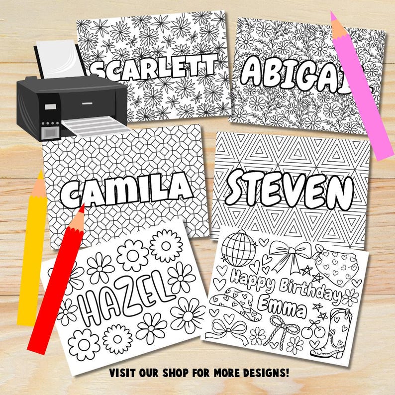 Custom Name Birthday Coloring Page: Printable Kids Activity (canva ...