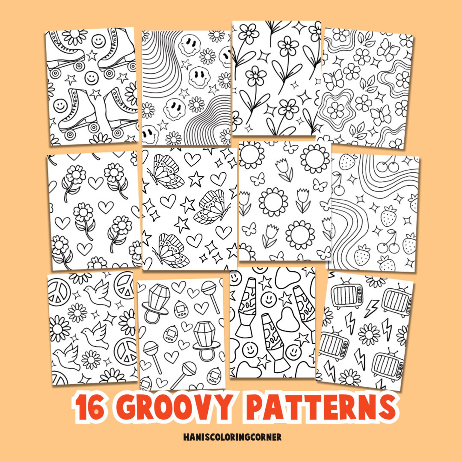 Groovy Patterns Colouring Pages Coloring Book Color Easy Cute Printable ...