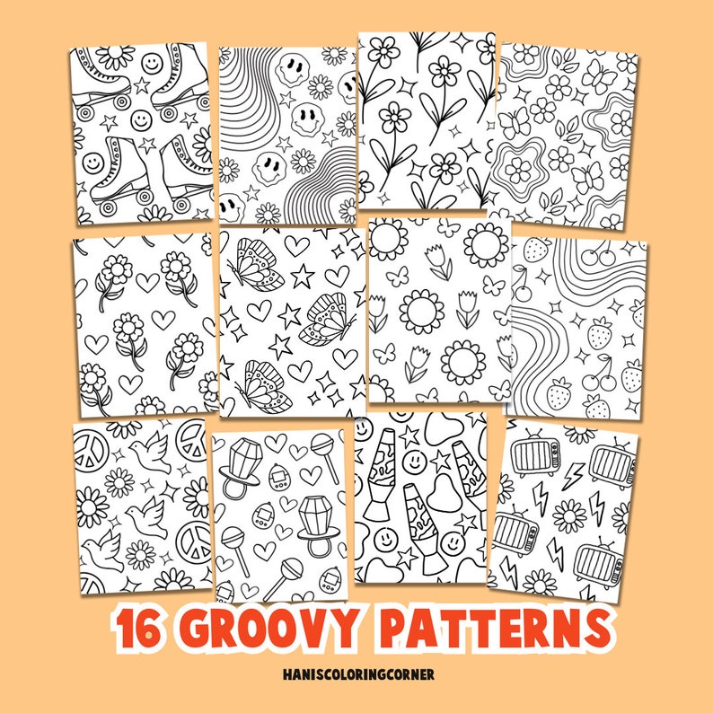 Groovy Patterns Colouring Pages Coloring Book Color Easy Cute Printable ...