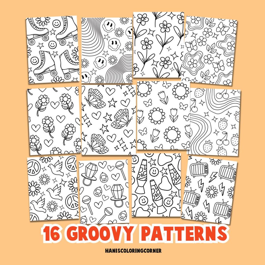 Groovy Patterns Colouring Pages Coloring Book Color Easy Cute Printable ...