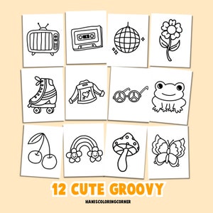 Groovy Coloring Pages Easy Cute Adult Kids Coloring Pages Book Simple ...