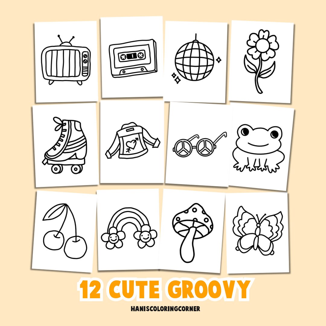 Groovy Coloring Pages Easy Cute Adult Kids Coloring Pages Book Simple ...