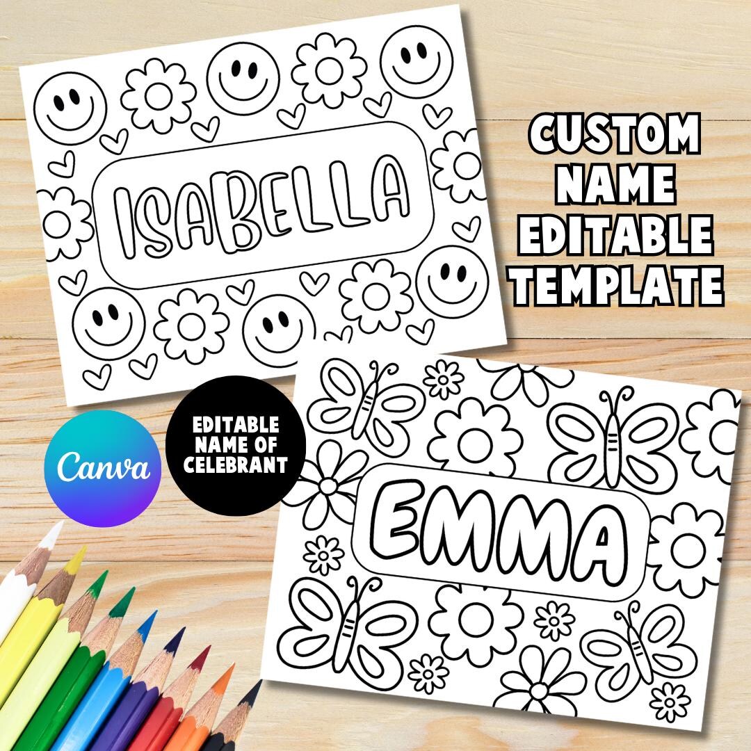 Custom Name Coloring Page, Retro Coloring Book, Printable Coloring Page ...
