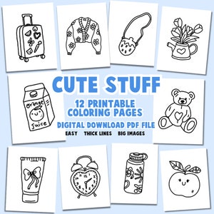 Coloring Pages Cute Stuff Easy Thick Lines Adult Kids Book Simple ...