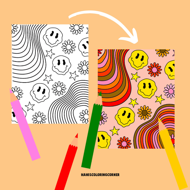 Groovy Patterns Colouring Pages Coloring Book Color Easy Cute Printable ...