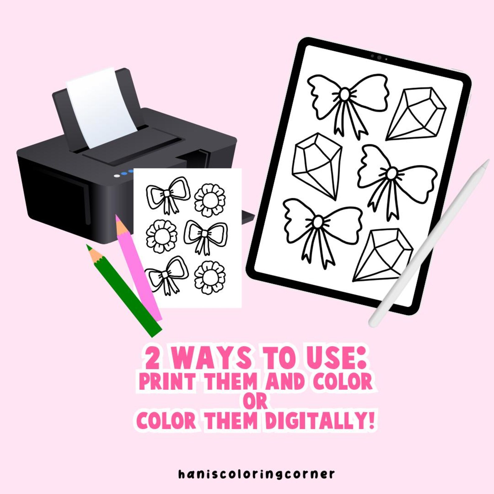 Coquette Coloring Pages Bundle Book for Adult Kids Easy Ribbon Pattern ...