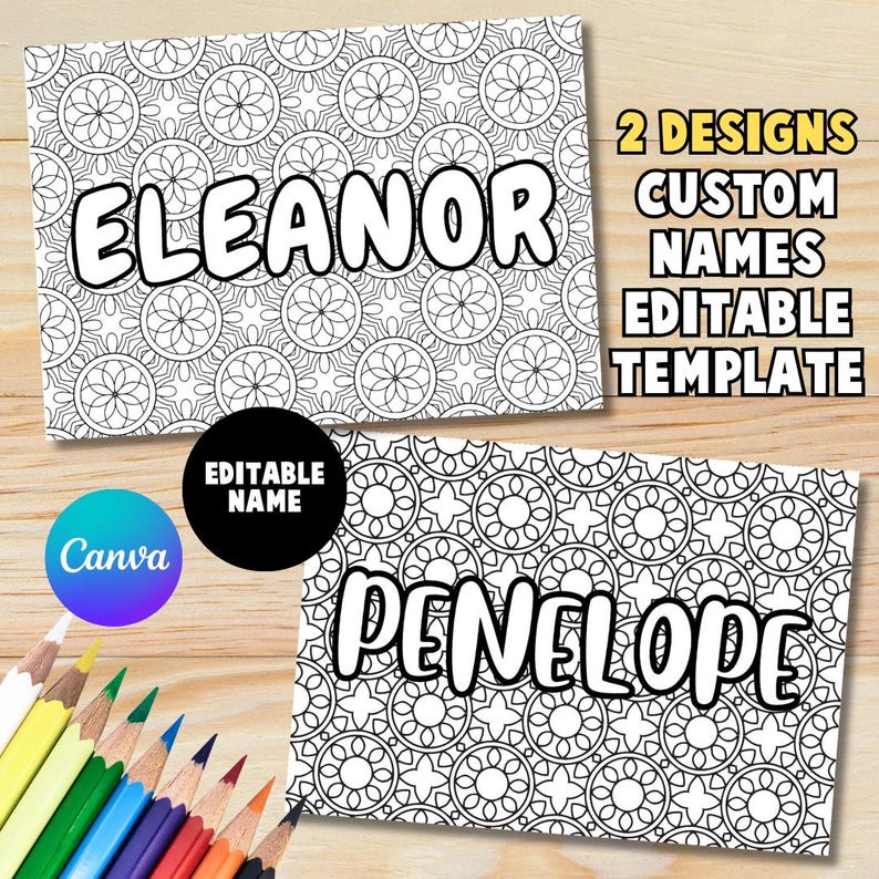 Mandala Pattern Name Coloring Page, Printable Personalized Coloring ...