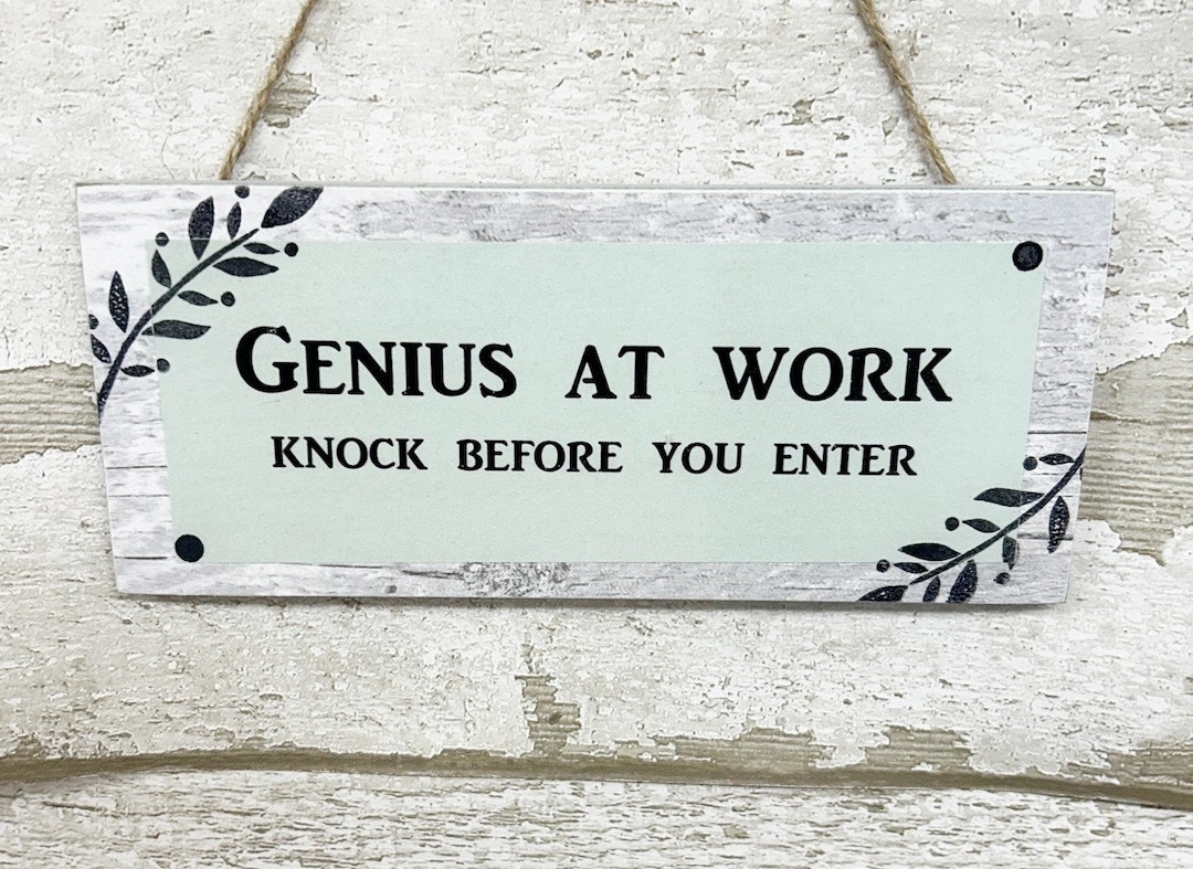 Genius at Work Please Knock Before You Enter Wooden Plaque Sign - Etsy